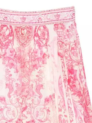 Camilla Livin La Vida Rosa Baroque-print Tiered Long Skirt - Pink