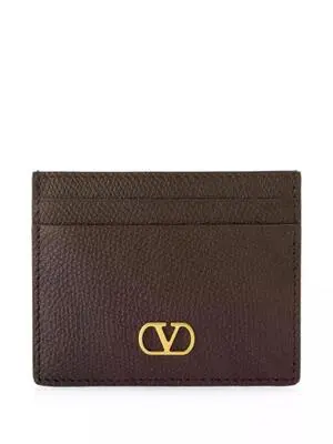 Valentino Garavani Vlogo Signature Leather Card Holder - Brown