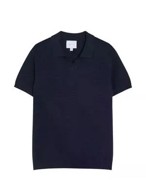 RAITH Textured-knit V-neck Polo Shirt