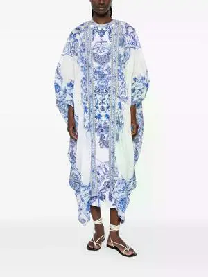 Camilla Crystal-embellished Graphic Print Kimono - White
