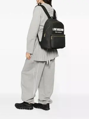 Moschino Denim Logo Backpack - Black