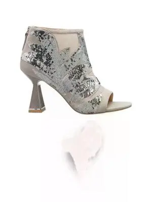 KAT MACONIE Sequin-embellished Peep-toe Ankle Boots - Silver