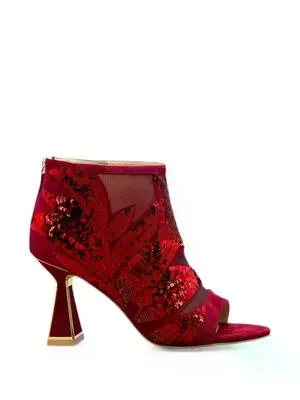 KAT MACONIE Fiona Sequin-embellished Sandals - Red