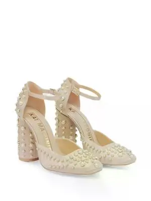 KAT MACONIE Zozo Pearl Embellished Block Heel Pumps