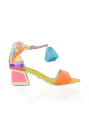 KAT MACONIE Embellished Block Heel Sandals - Orange