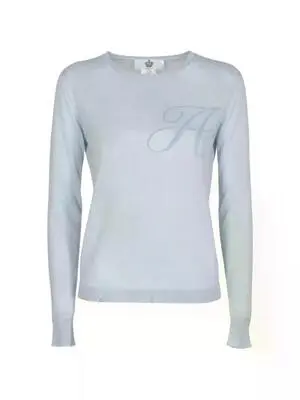 CROWN OF EDINBURG Logo-print Cashmere Sweater - Blue