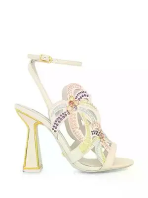 KAT MACONIE Crystal-embellished Palm-tree Sandals - White