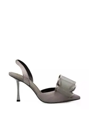 KAT MACONIE Paola Bow-detail Crystal-embellished Pumps - Grey