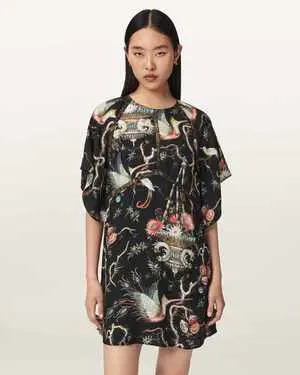 ALLSAINTS Xena Relaxed Fit Mini Dress - Black