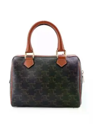 Celine Boston Bag Triomphe Coated Canvas Small Satchel