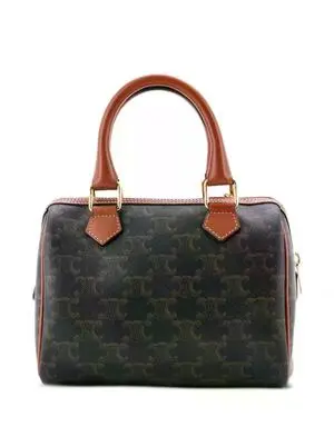 Celine Boston Bag Triomphe Coated Canvas Small Satchel