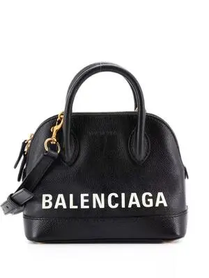 Balenciaga Logo Ville Bag Leather Xxs Crossbody Bag - Black