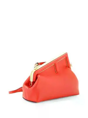 Fendi First Bag Leather Small Clutch Bag - Red