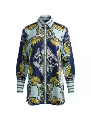 Alice + Olivia Baroque Print Button-up Shirt - Blue
