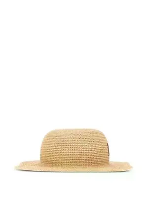 Fendi Logo-patch Raffia Hat - Neutrals