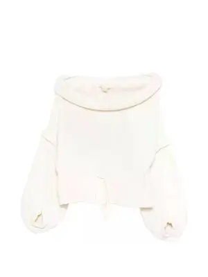 Antonio Berardi Off-shoulder Ribbed-knit Sweater - Neutrals