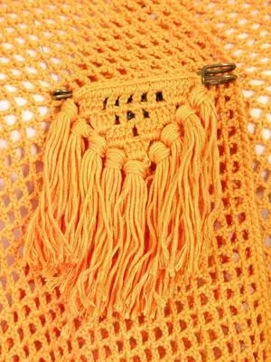 CHIARA IS Fringe-trimmed Open-knit Scarf - Orange