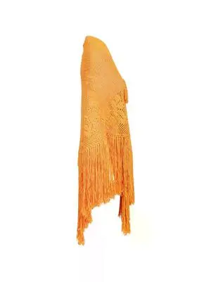CHIARA IS Fringe-trimmed Open-knit Scarf - Orange