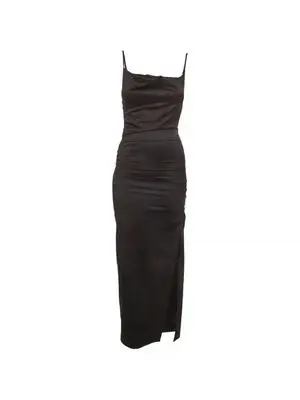 Maje Cowl Neck Draped Midi Dress - Black