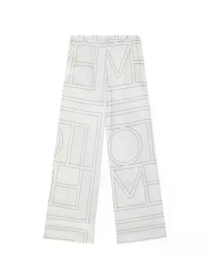 TOTEME Logo-embroidered Wide-leg Trousers