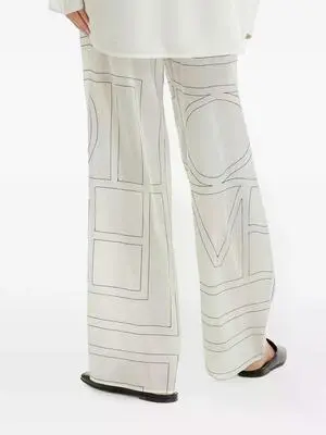 TOTEME Logo Embroidered Wide-leg Trousers - White
