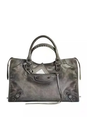Balenciaga Medium Le City Waxed Suede Tote Bag - Grey
