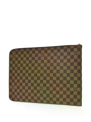 LOUIS VUITTON 2002 Poche Documents Damier Ebene Business Bag - Brown