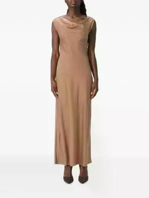 HANITA Cowl-neck Sleeveless Maxi Dress - Neutrals