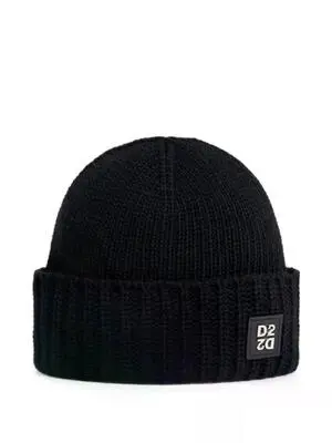Dsquared2 Ribbed Wool-cashmere Beanie - Black