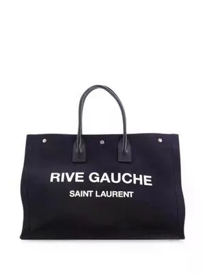 Saint Laurent Rive Gauche Canvas Large Tote Bag - Black
