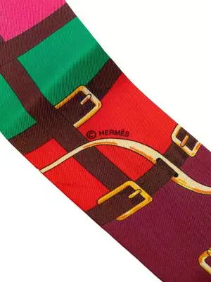 Hermès 2000-2026 Mors A Jouets Silk Twilly Scarf Scarves - Pink