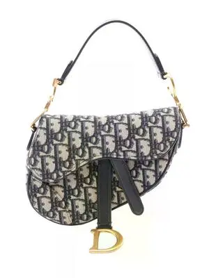 Dior 2000 Mini Oblique Canvas Saddle Bag Satchel - Blue