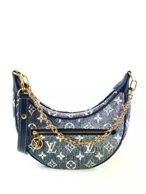 LOUIS VUITTON Loop Handbag Monogram Jacquard Denim Hobo Bag - Blue