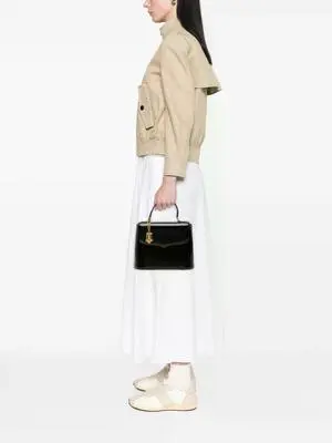 Saint Laurent Leather Logo Charm Top Handle Bag Satchel