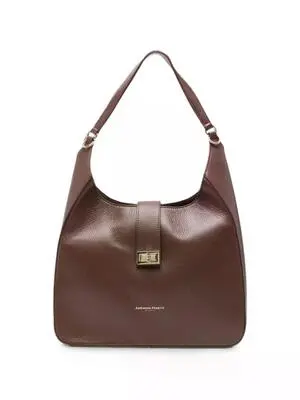 ADRIANNA FERETTI Grainy-leather Twist-lock Tote Bag - Brown