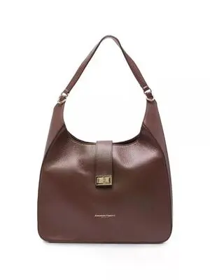 ADRIANNA FERETTI Grainy-leather Twist-lock Tote Bag - Brown