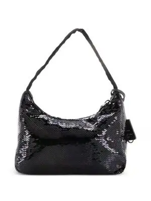 Prada Re-edition 2000 Sequined Mini Hobo Bag - Black