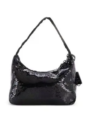 Prada Re-edition 2000 Sequined Mini Hobo Bag - Black