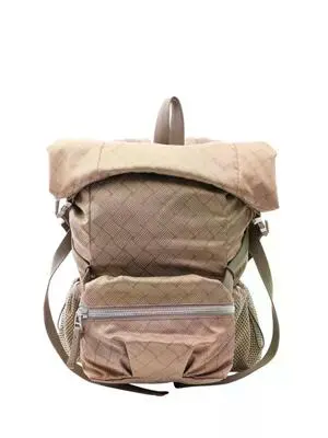 Bottega Veneta 2012-2026 Nylon Intrecciato Print Trekking Backpack - Brown
