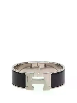 Hermès Enamel And Palladium Plated Metal Clic Clac H Bracelet Pm - Black