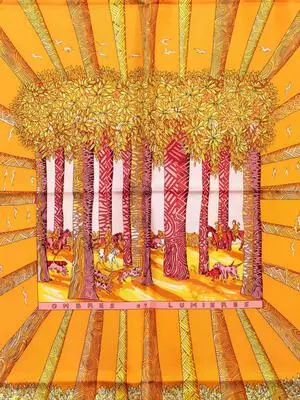 Hermès 1990-2010 Ombres Et Lumieres Silk Scarf 90 Scarves - Orange