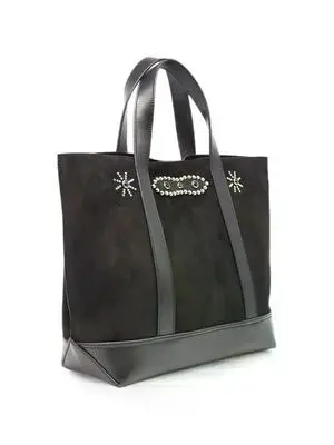 HTC LOS ANGELES Stud-embellished Suede Tote Bag - Black