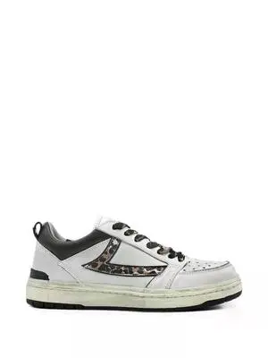 HTC LOS ANGELES Starlight Leather Sneakers With Leopard Print Accents - White