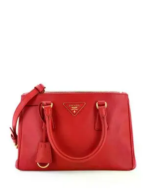 Prada Double Zip Lux Saffiano Leather Small Tote Bag - Red