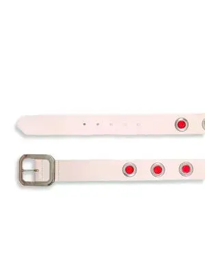 HTC LOS ANGELES Embellished Belt With Silver-tone Hardware - White