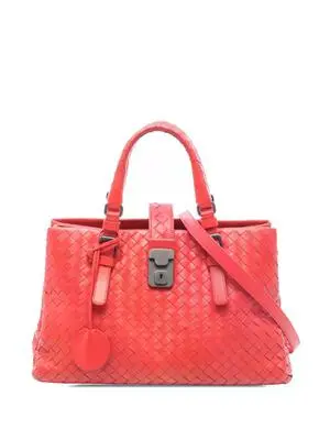 Bottega Veneta 2012-2026 Small Nappa Intrecciato Roma Satchel - Red