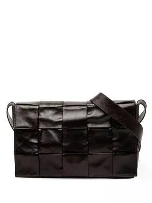 Bottega Veneta 2012-2026 Paper Calfskin Intrecciato Cassette Crossbody Bag - Brown