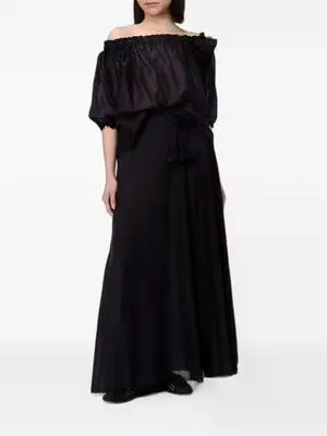 HANITA Off-shoulder Floral-detail Blouse - Black