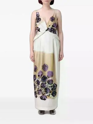 Antonio Marras Floral-print Silk Maxi Dress - Neutrals