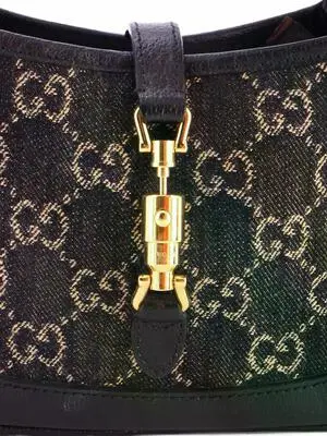 Gucci Jackie 1961 Hobo Gg Denim Mini Crossbody Bag - Black